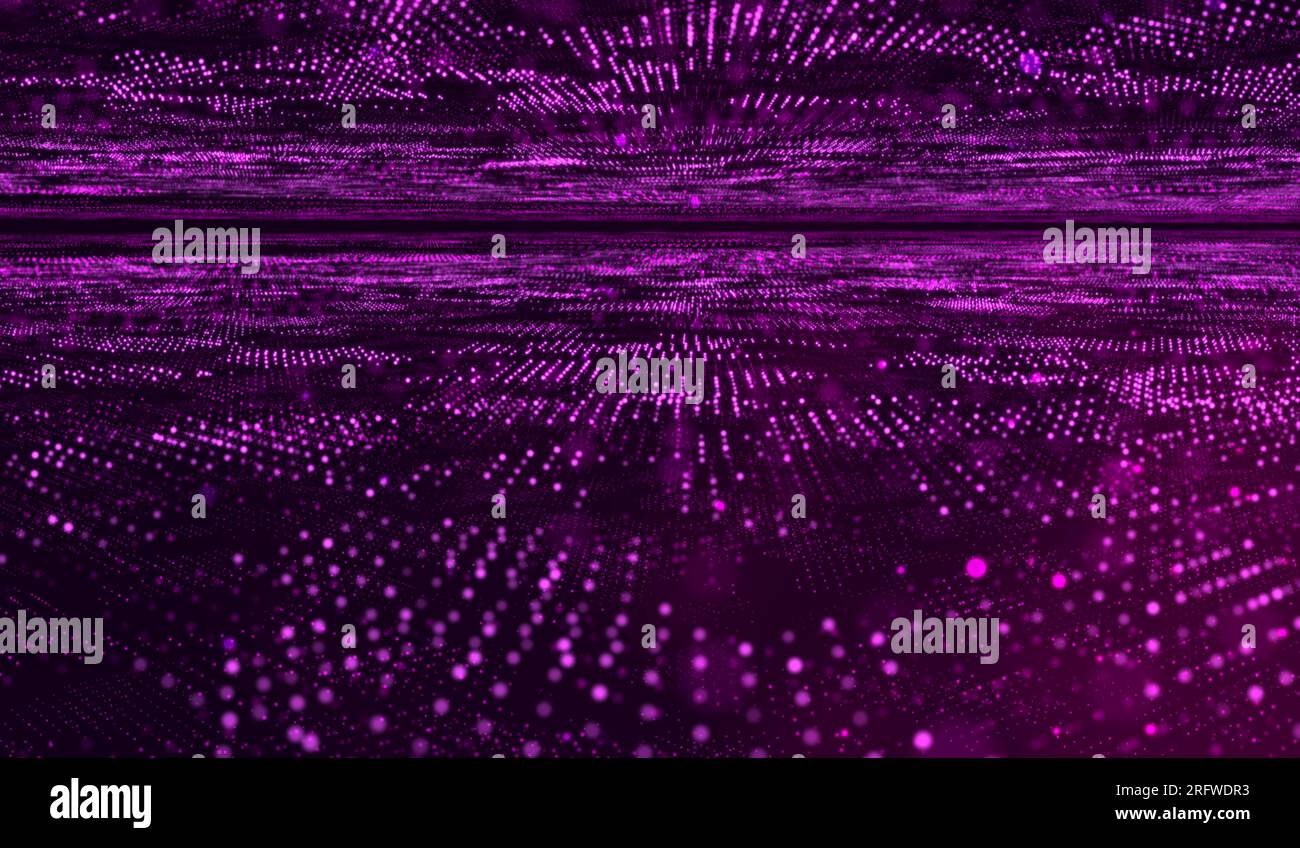 3D abstract digital technology pink particles network on pink ...