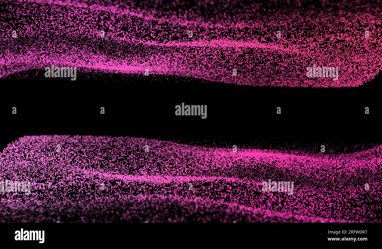 3D abstract digital technology pink particles network on black ...