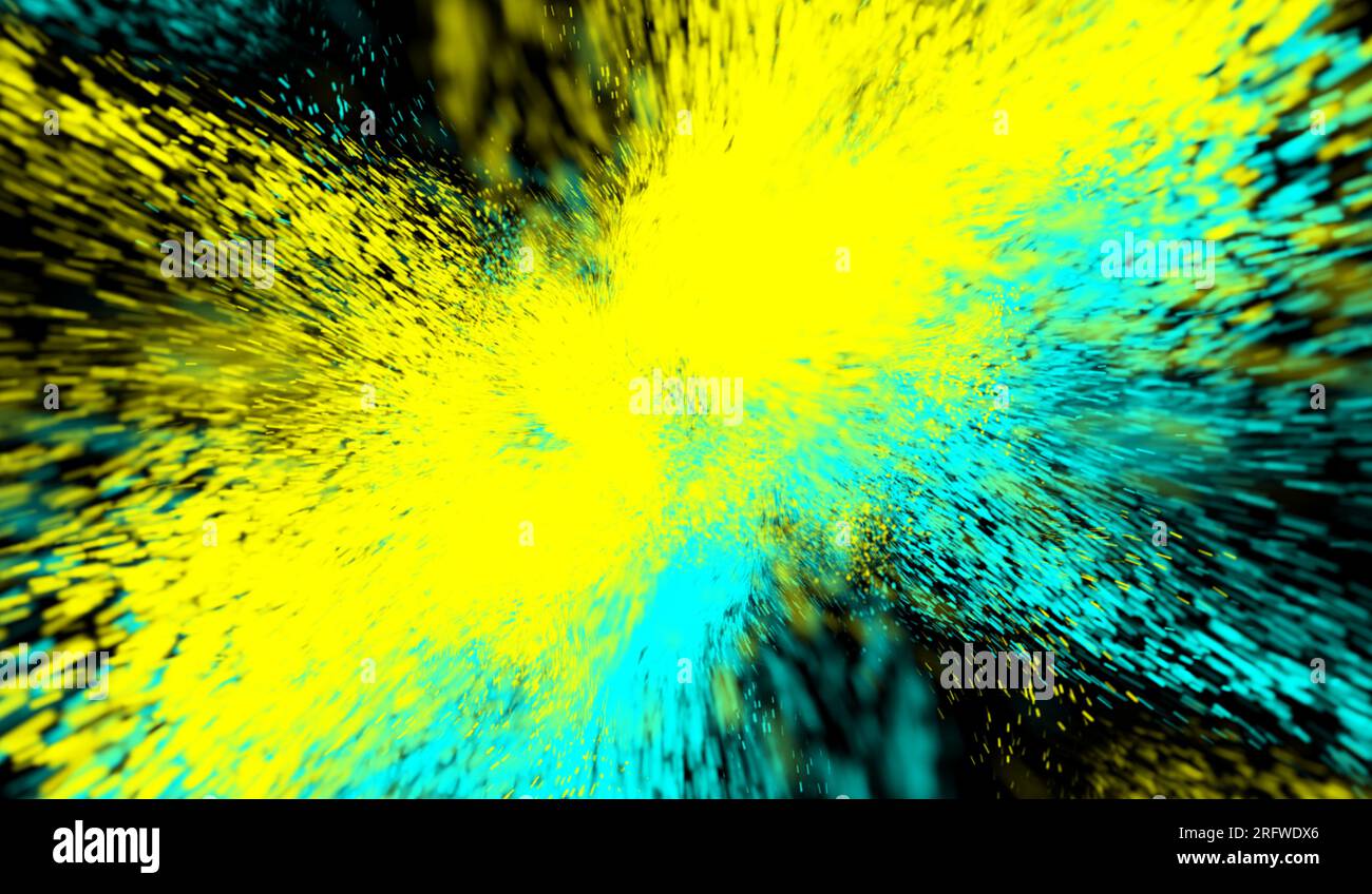 3D abstract digital technology particles fragmentation and mixing of ...