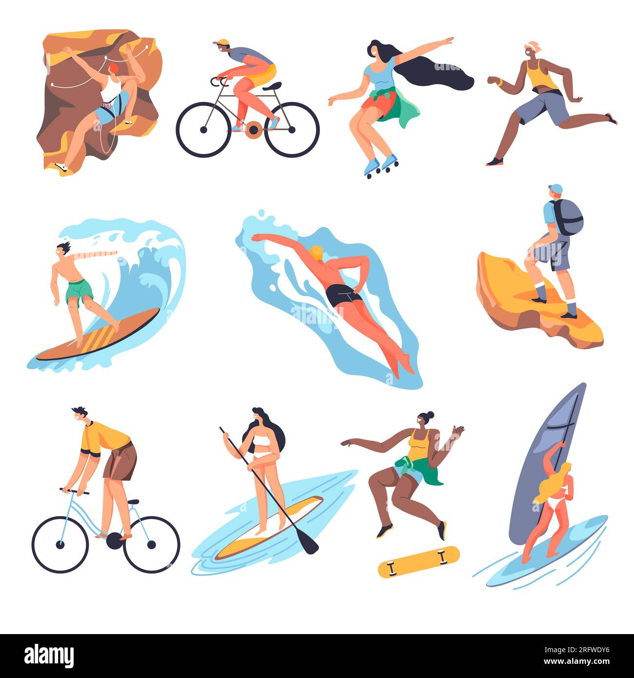 Summer sports and activities, recreation and fun Stock Vector Image ...