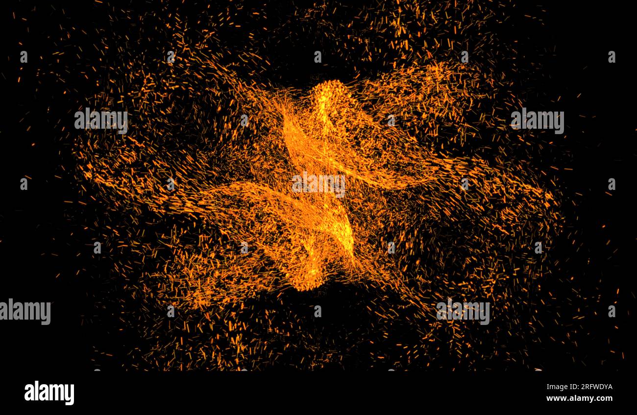 3D abstract digital technology particles fragmentation and mixing of ...
