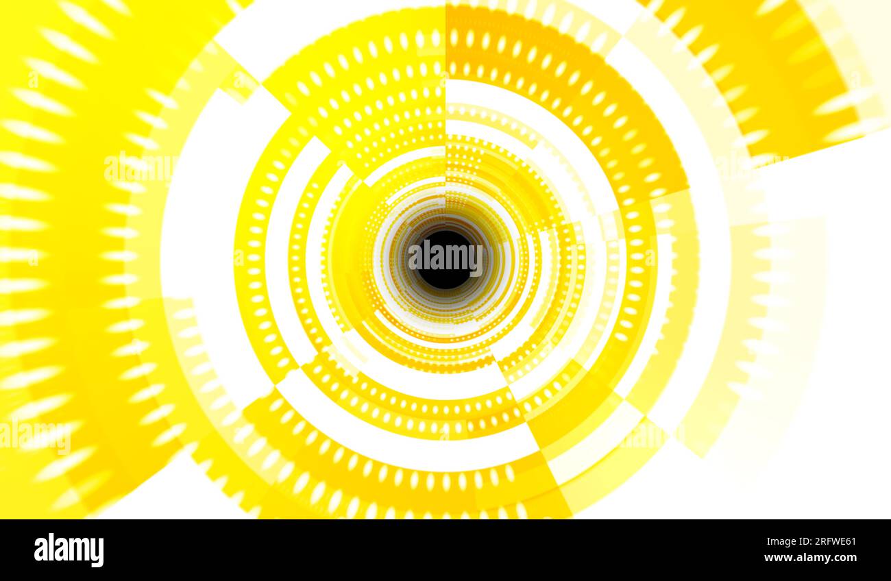3D abstract digital technology yellow particles network on black ...
