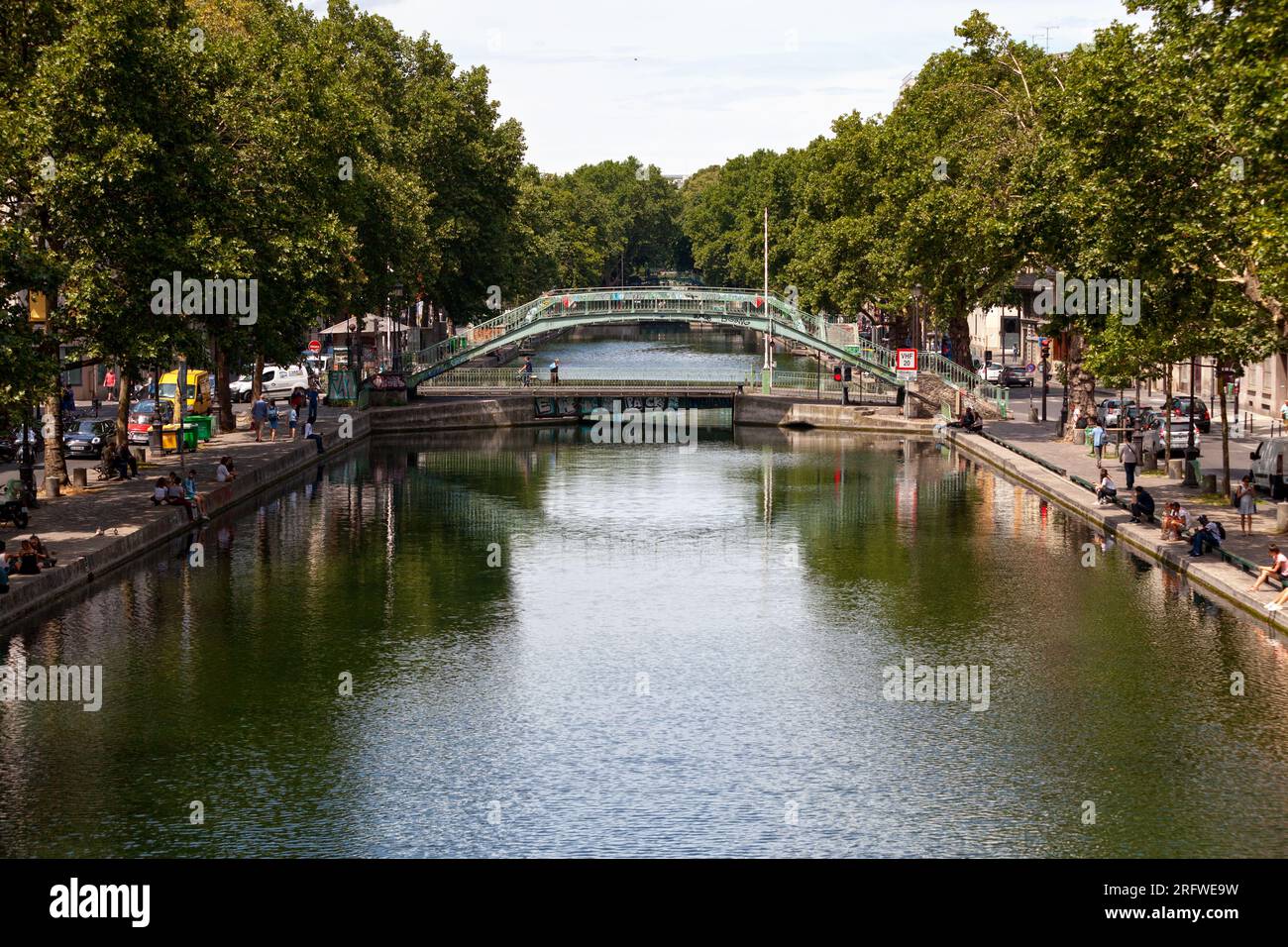 Paris, France - July 17 2017: The Canal Saint-Martin is a 4.5 km long ...