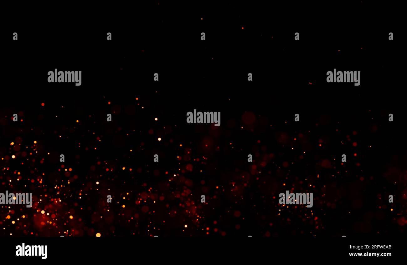 Burning orange sparks rise from fire ,Fire Particles on black ...