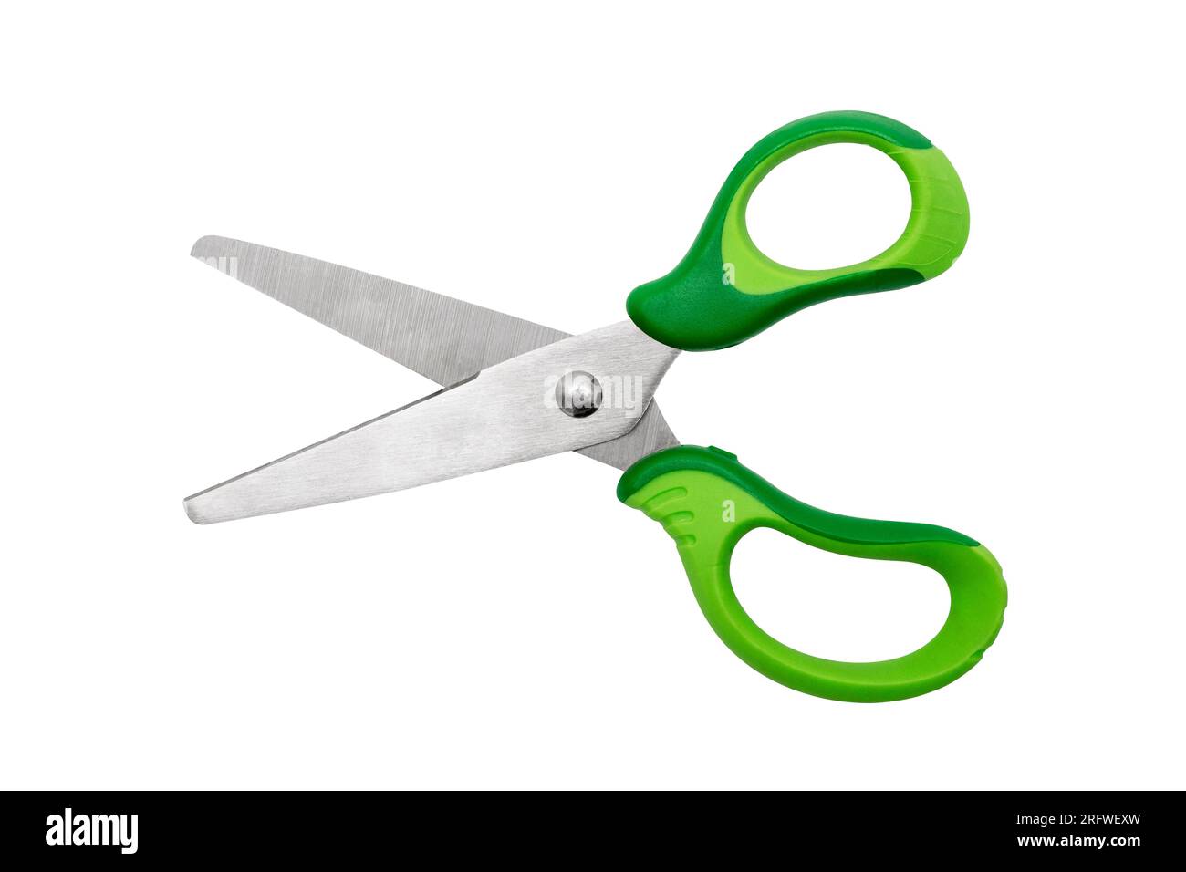 Green scissors isolated on white background. Scissors for cutting paper ...