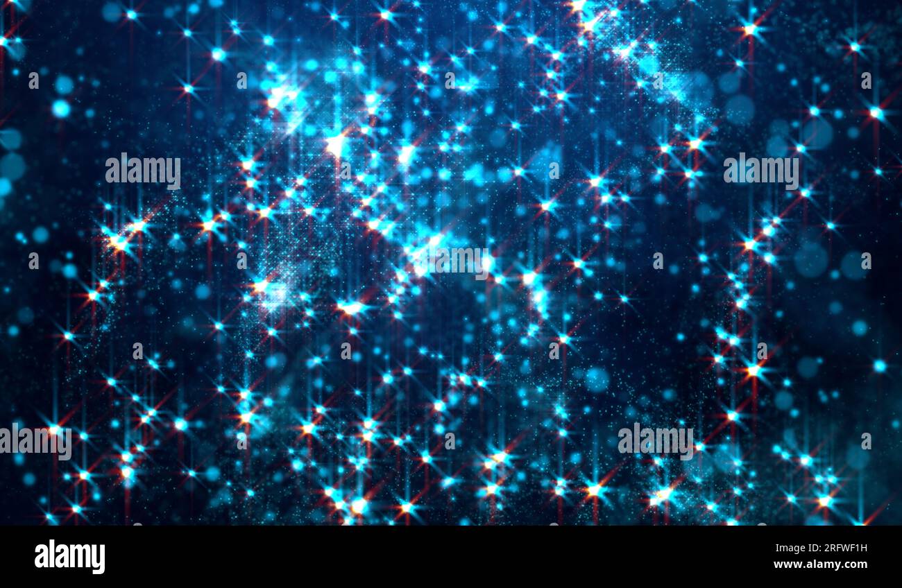 3D abstract digital technology blue light star particles network on ...