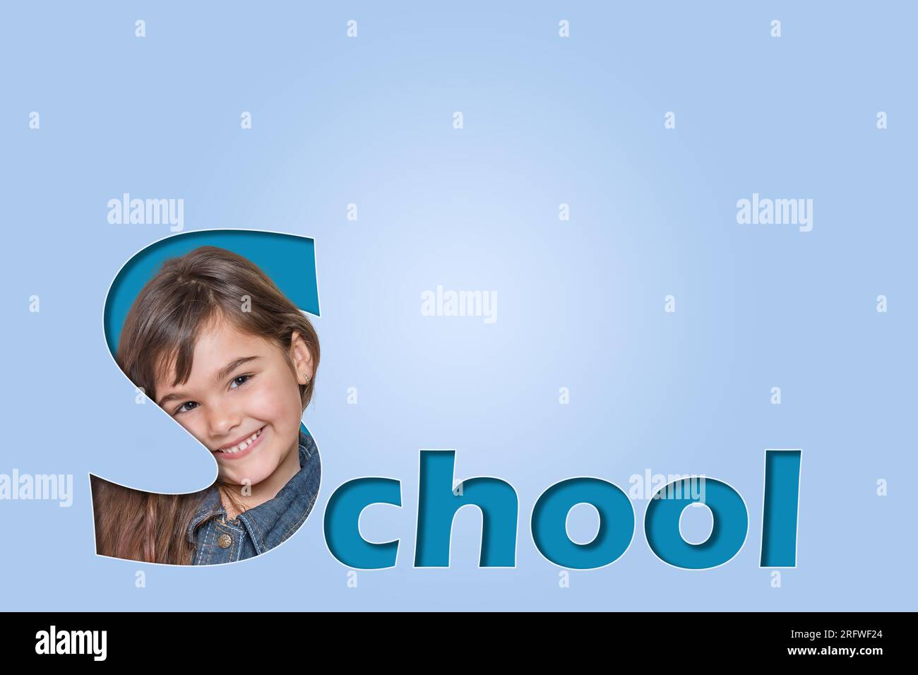 Letter Portrait Effect. The inscription School with a portrait of a ...