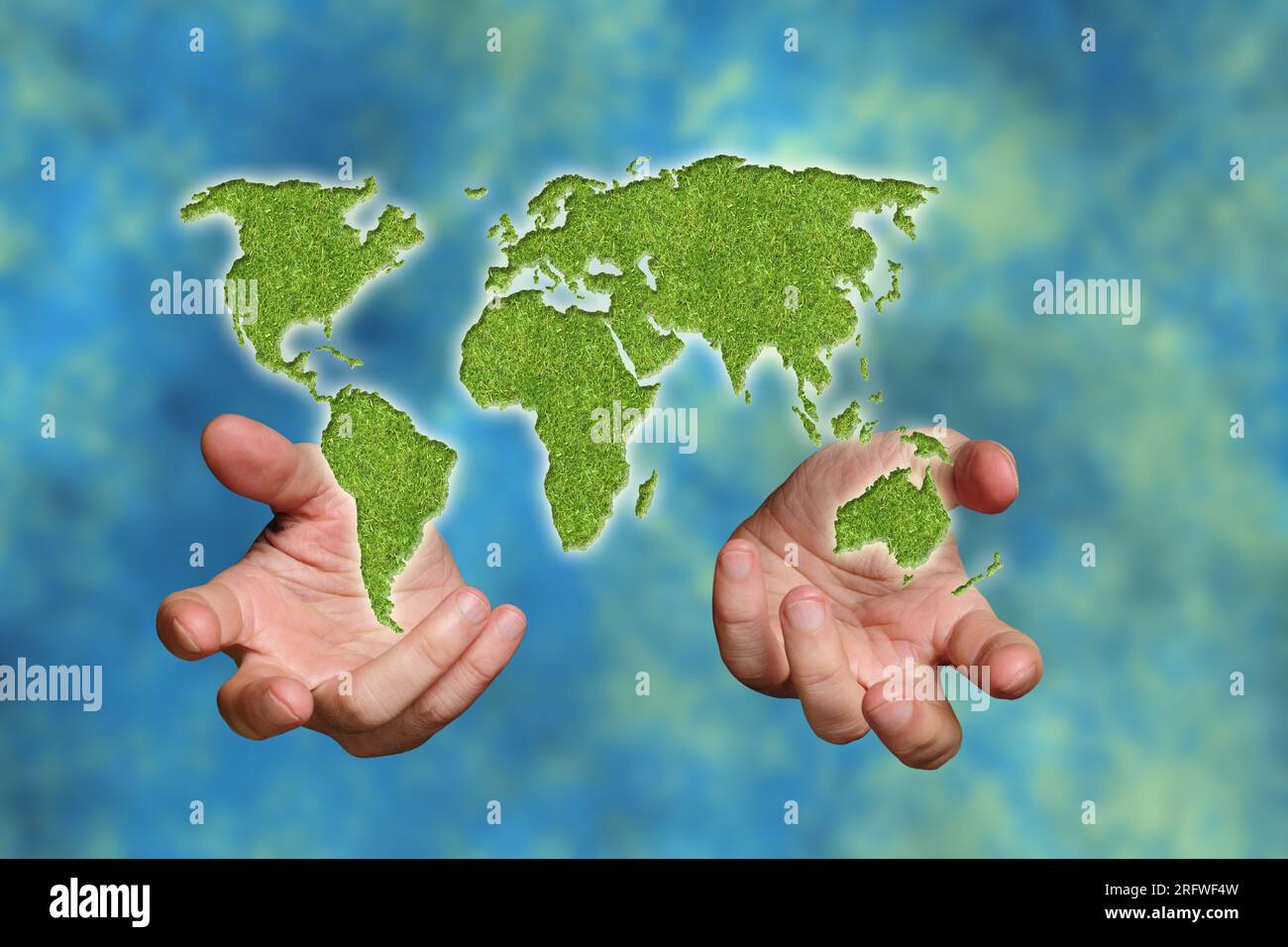 green world map, global green transition concept and earth day Stock ...