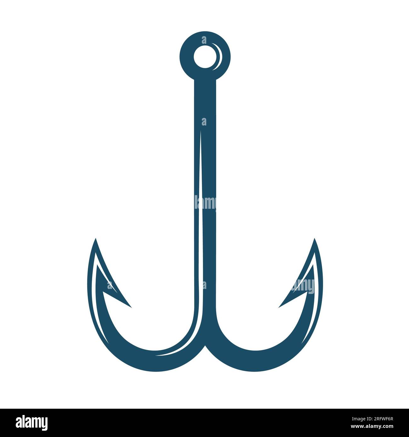 Double fish hook for bass fishing on white background. Isolated ...