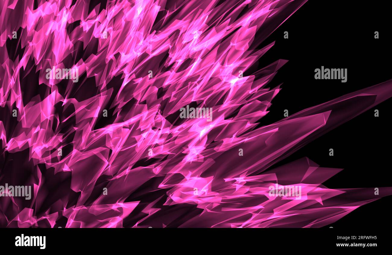 3D abstract digital technology pink light particles network on black ...