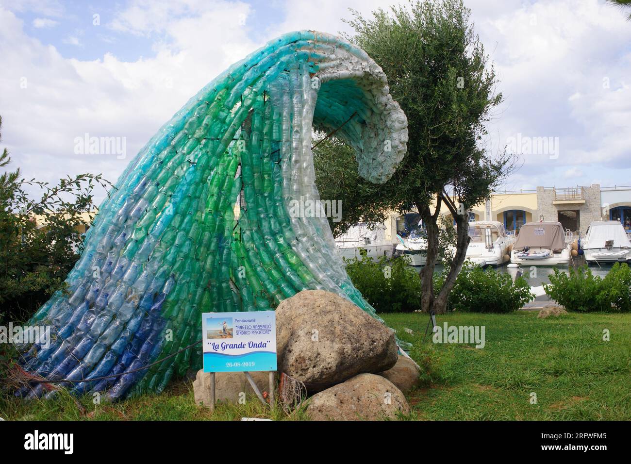 Acciaroli, Pollica, Cilento, Italy - monument to recycling made with ...