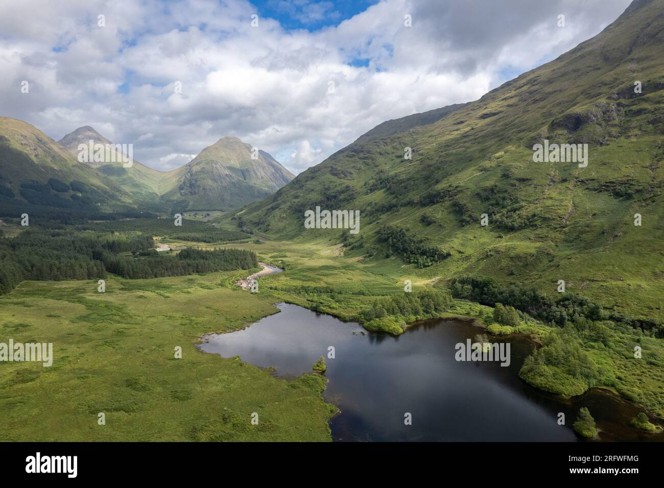 Glen Etive in the Scottish Highlands from Lochan Urr looking towards ...