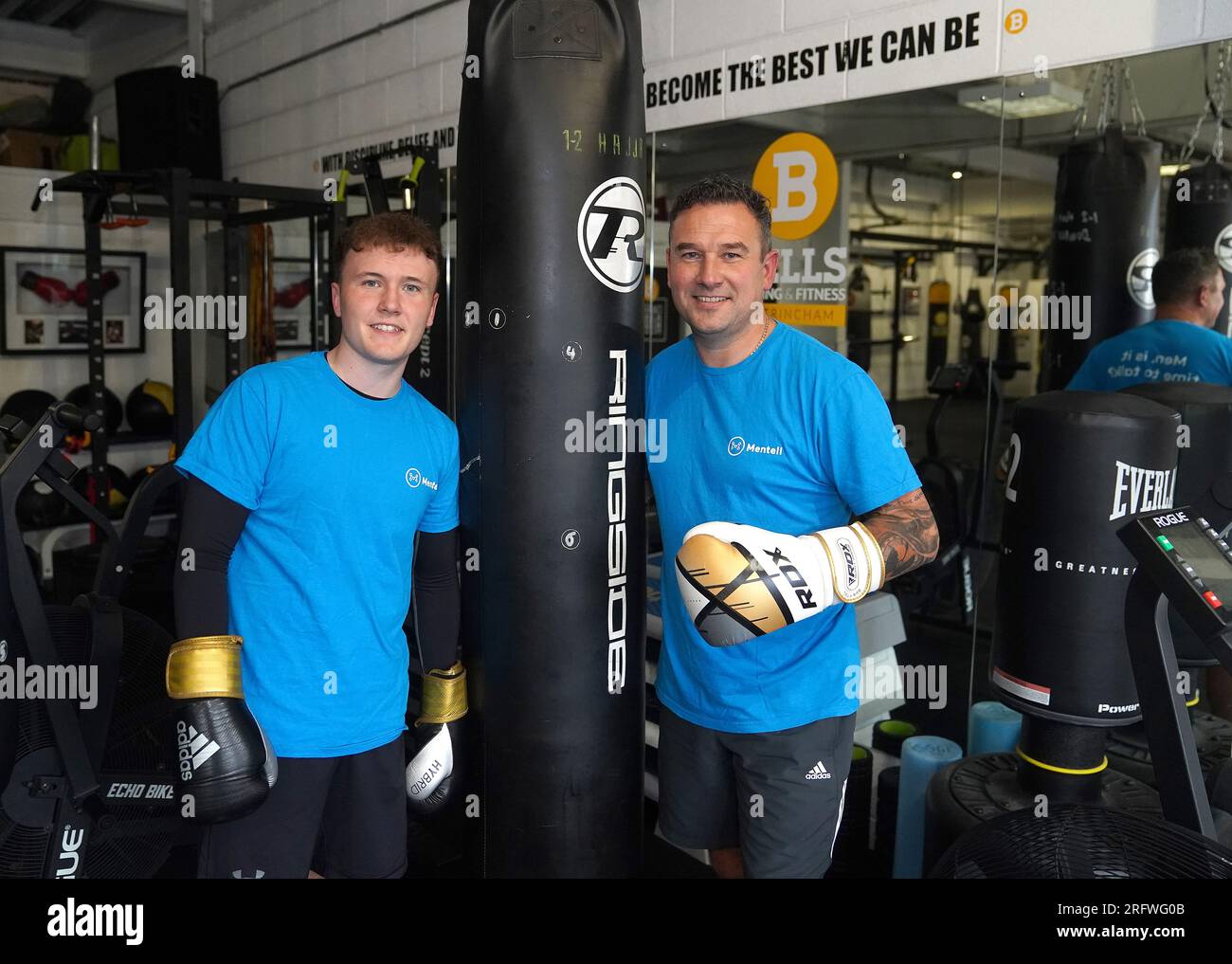 Dave Thompson (right) with son Will at Bells Gym in Altrincham, Greater ...