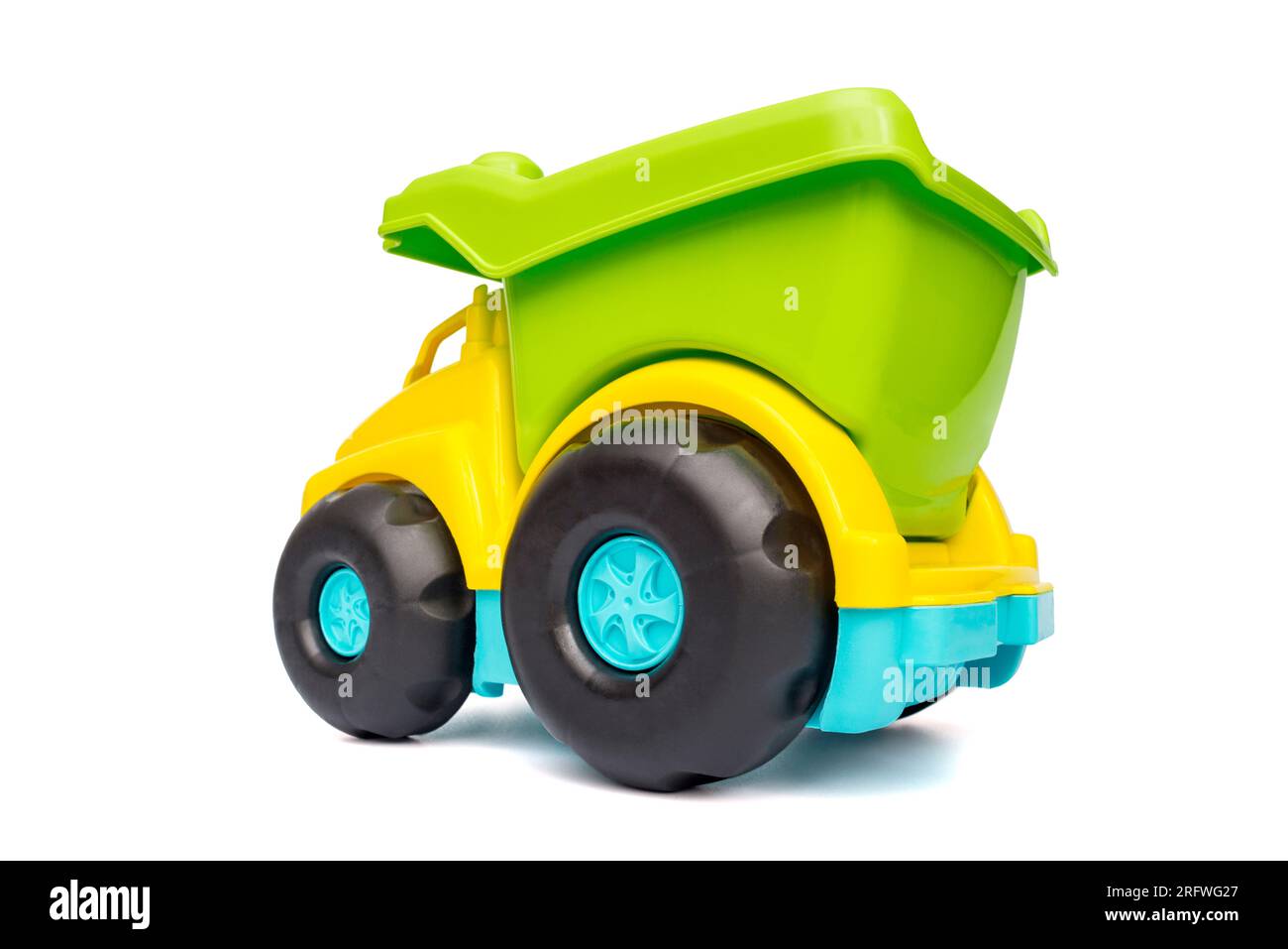 Color toy car. Colorful toy truck isolated on white background. Plastic ...