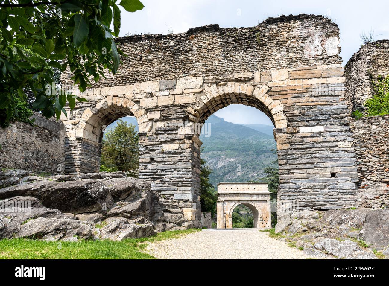 Beautiful Triumphal Arch of Augustus and Roman aqueduct in Susa, Torino ...