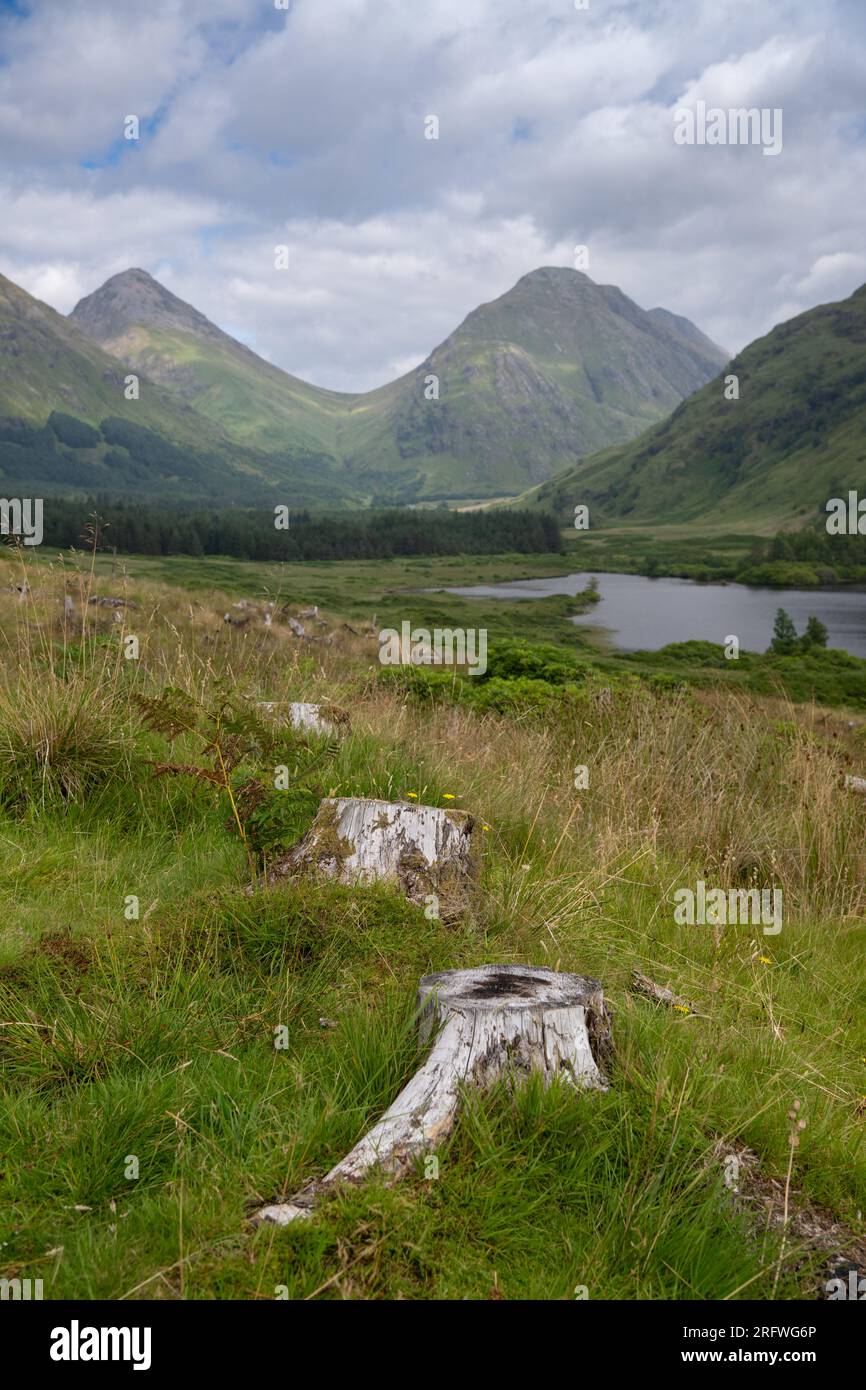 Glen Etive in the Scottish Highlands from Lochan Urr looking towards ...