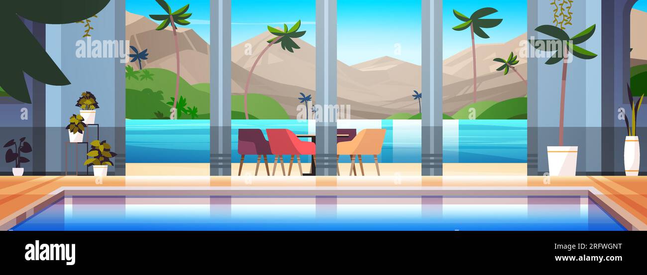 modern villa with pool near sea or ocean beach empty nobody holiday ...