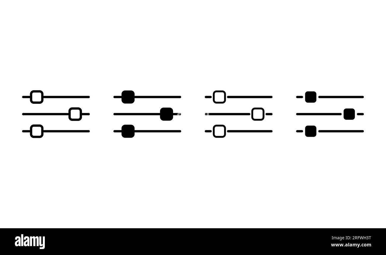 Set of Volume mixer icon, filter sound symbol button, switch sign ...