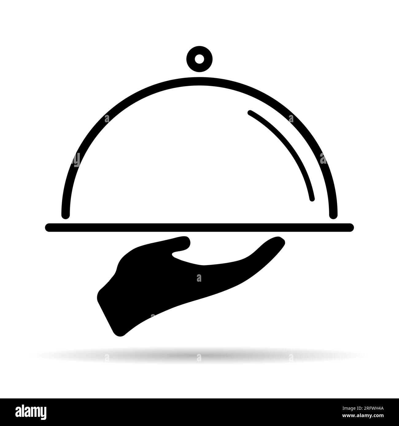 Waiter tray shadow icon, dish menu restaurant web symbol, lunch design ...