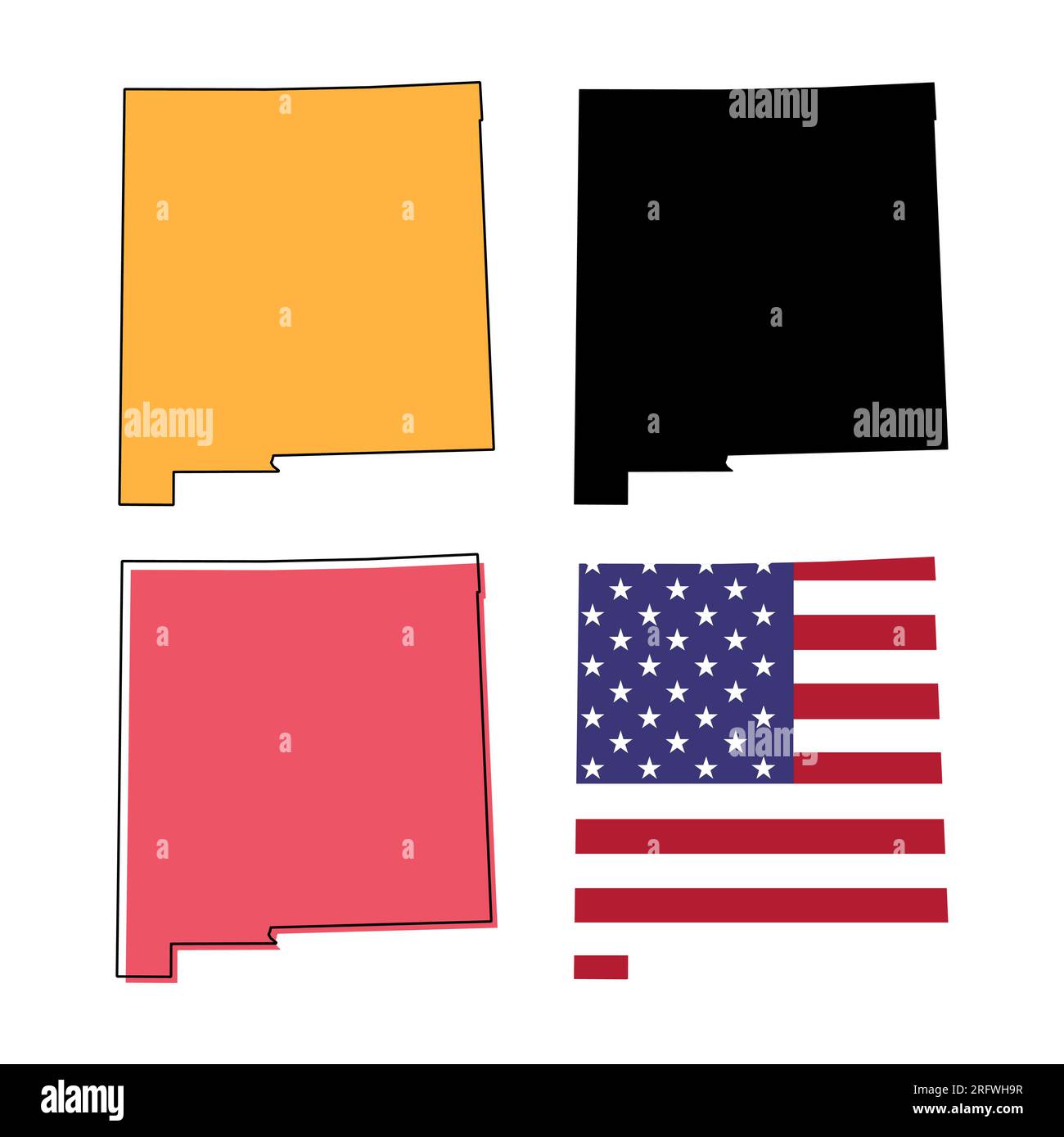 Set of New Mexico map, united states of america. Flat concept vector ...
