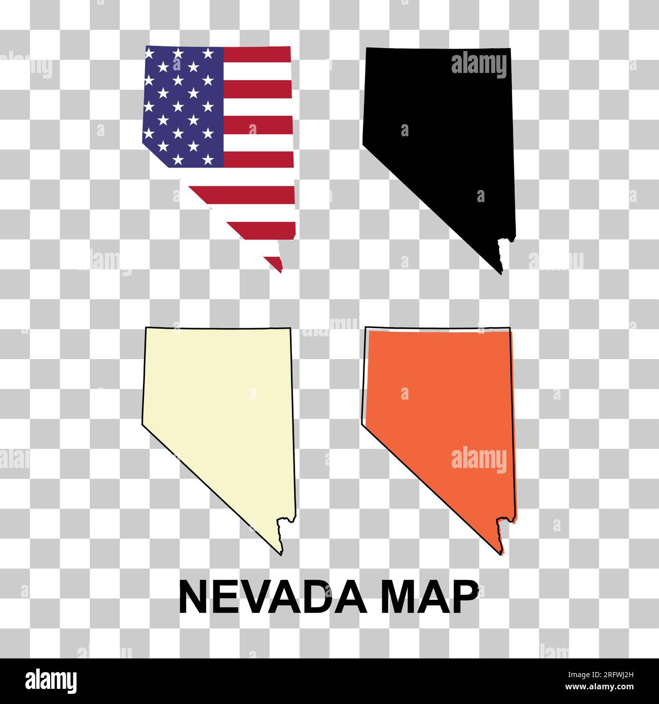 Nevada state outline set map hi-res stock photography and images - Alamy