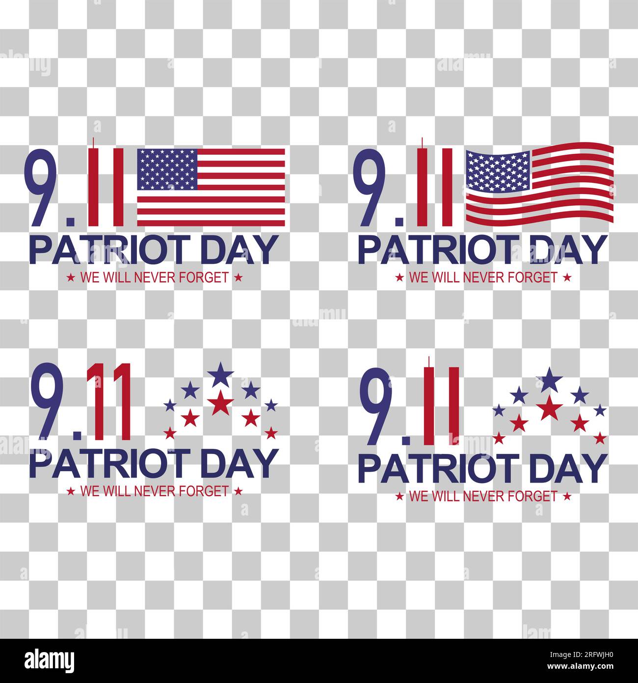 Set of Patriot american day 9.11. Memorial day symbol background, We will never forget.vector ...