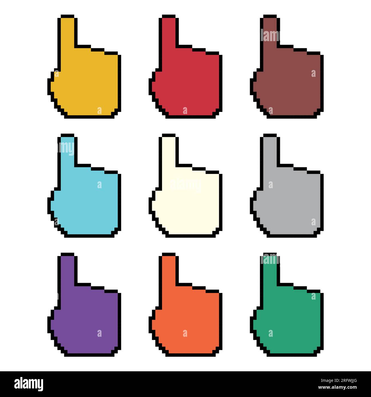 Set of finger pixel icon, web cursor click mouse symbol, computer pointer vector illustration ...