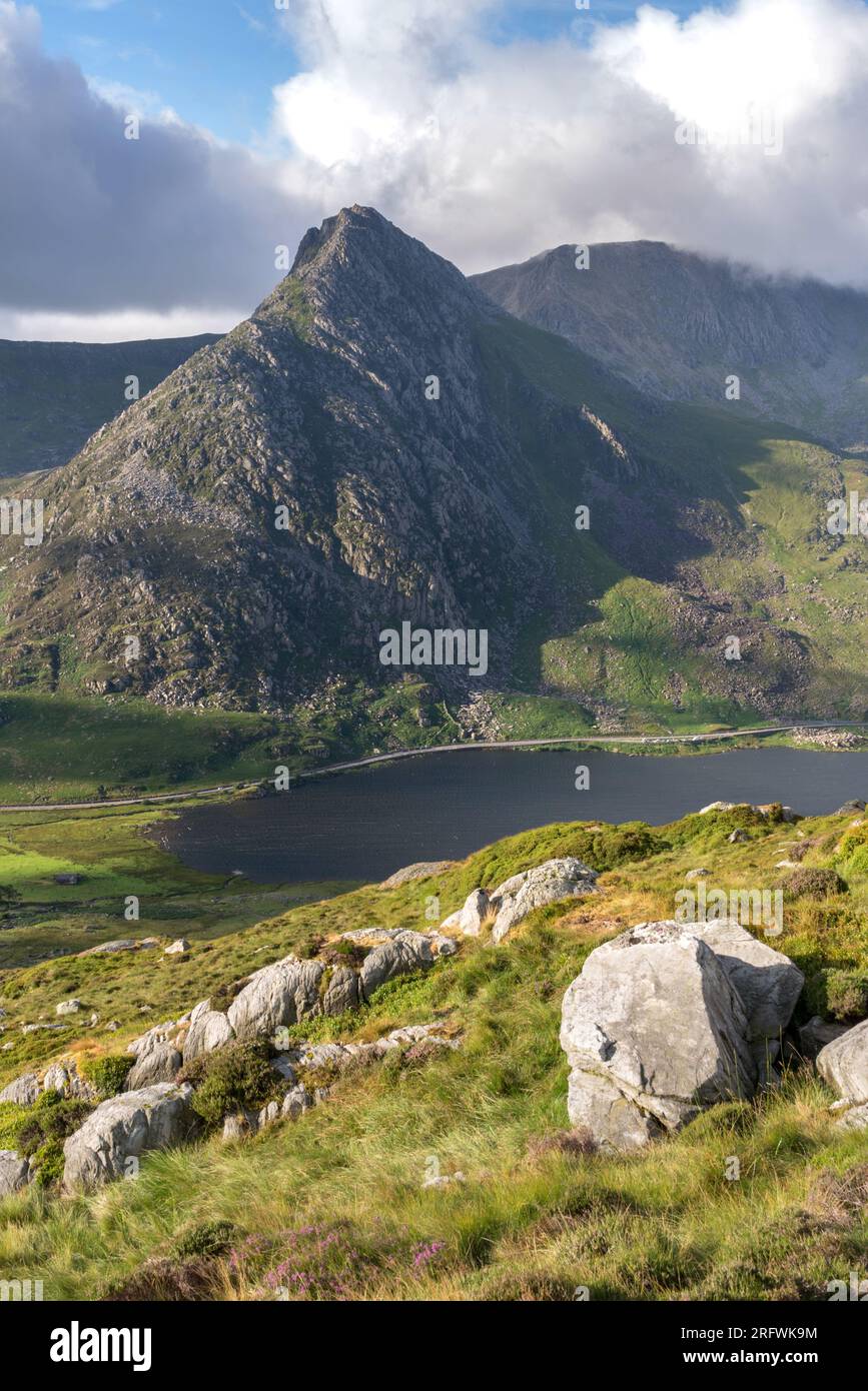 View across the valley to Tryfan, Snowdonia, Wales Stock Photo - Alamy