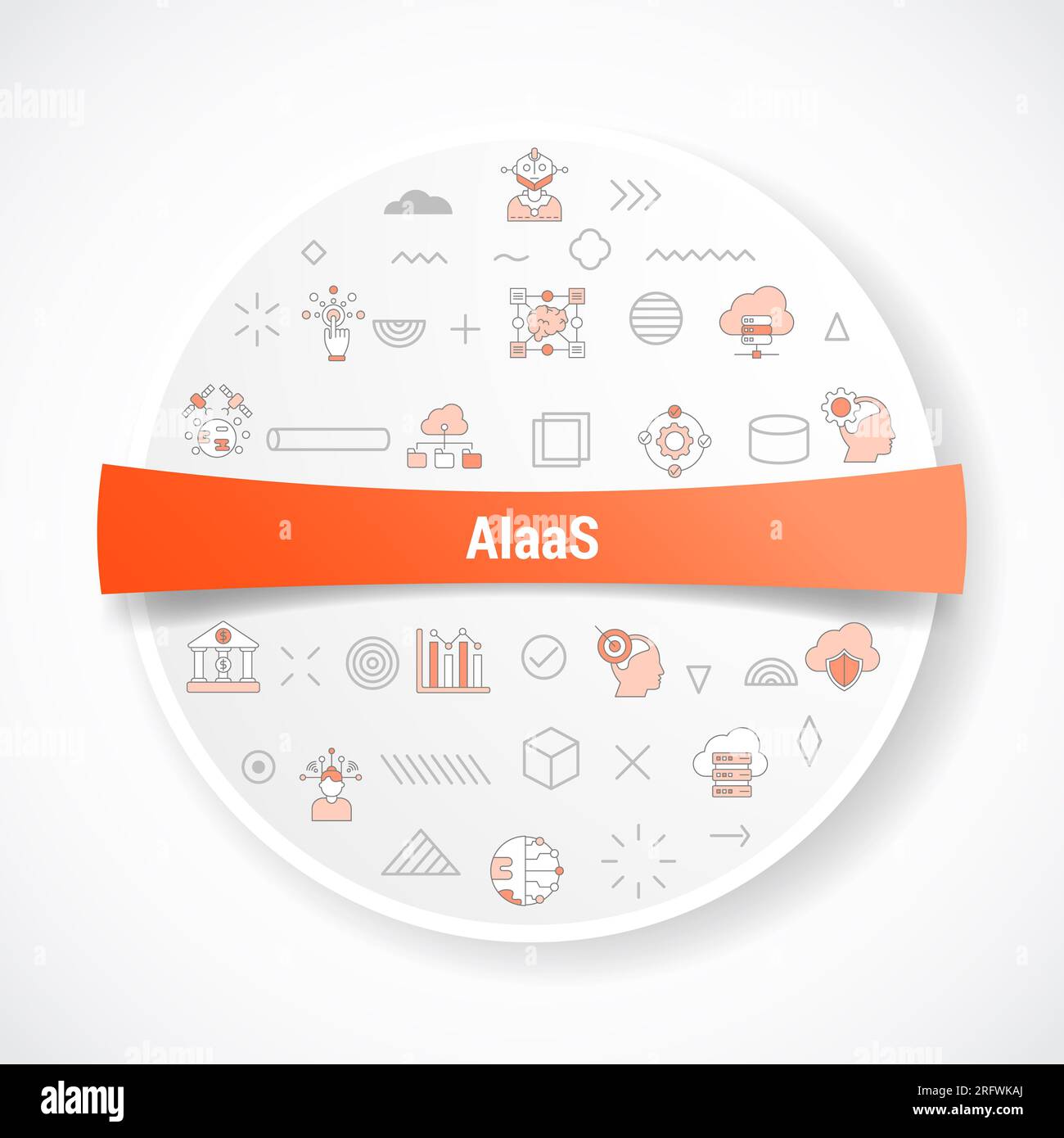 aiaas artificial intelligence as a service concept with icon concept with round or circle shape ...