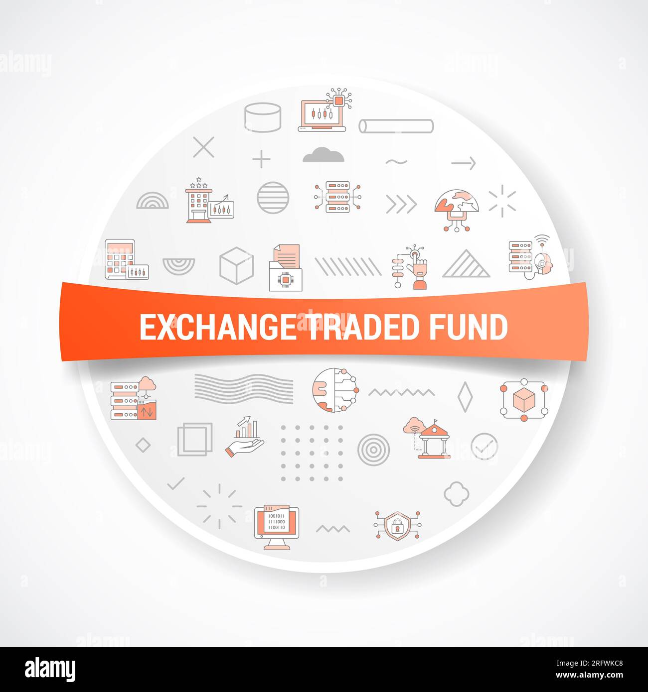 etf exchange traded fund concept with icon concept with round or circle ...