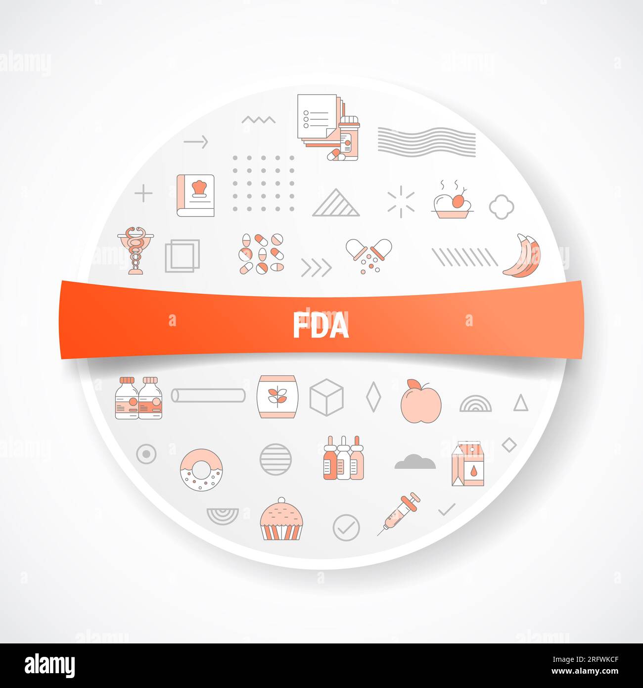 fda food and drug administration concept with icon concept with round ...