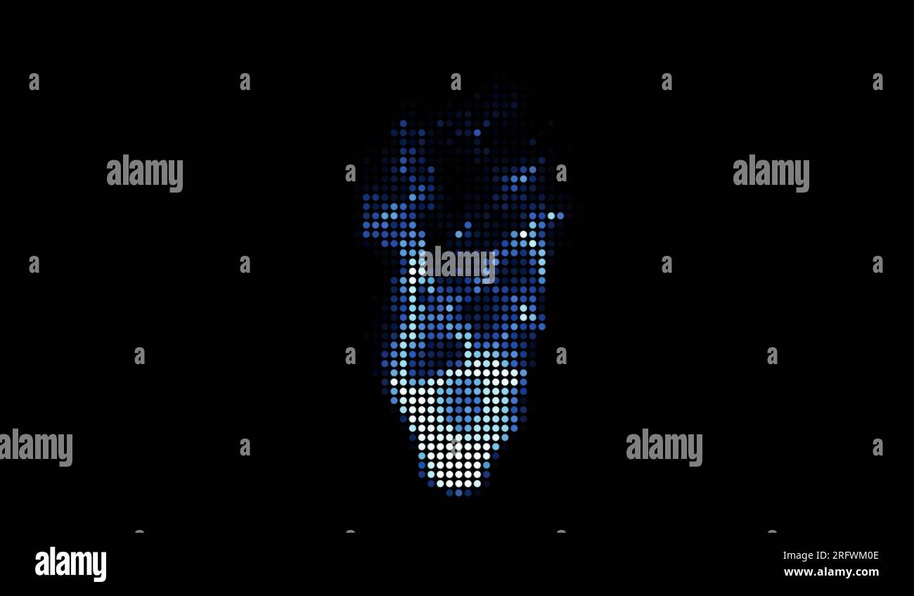 Halftone dots blue Burning sparks fire on black background Stock Photo ...