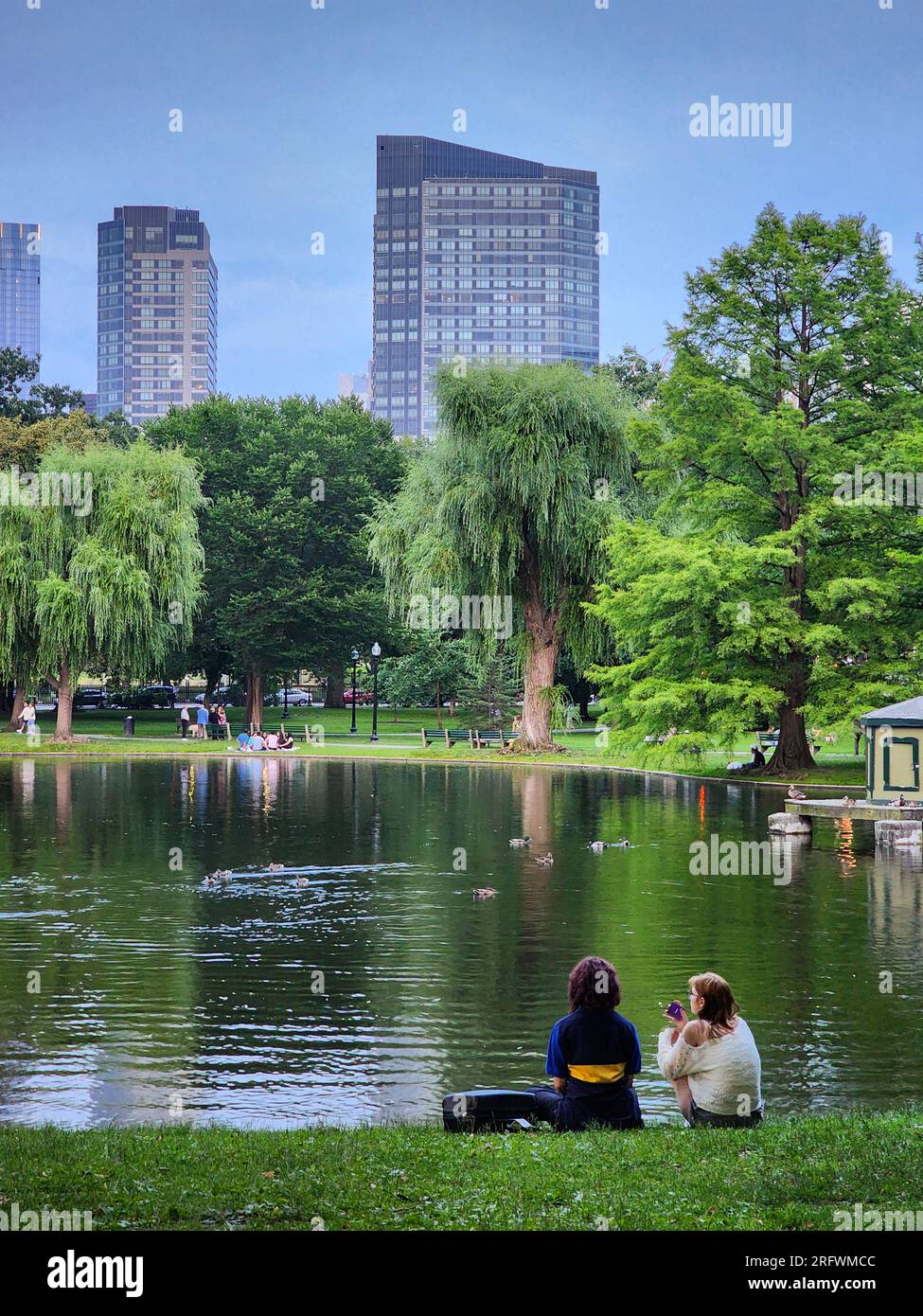 Boston, Massachusetts, United States - Citizens relaxing on the lawn by ...