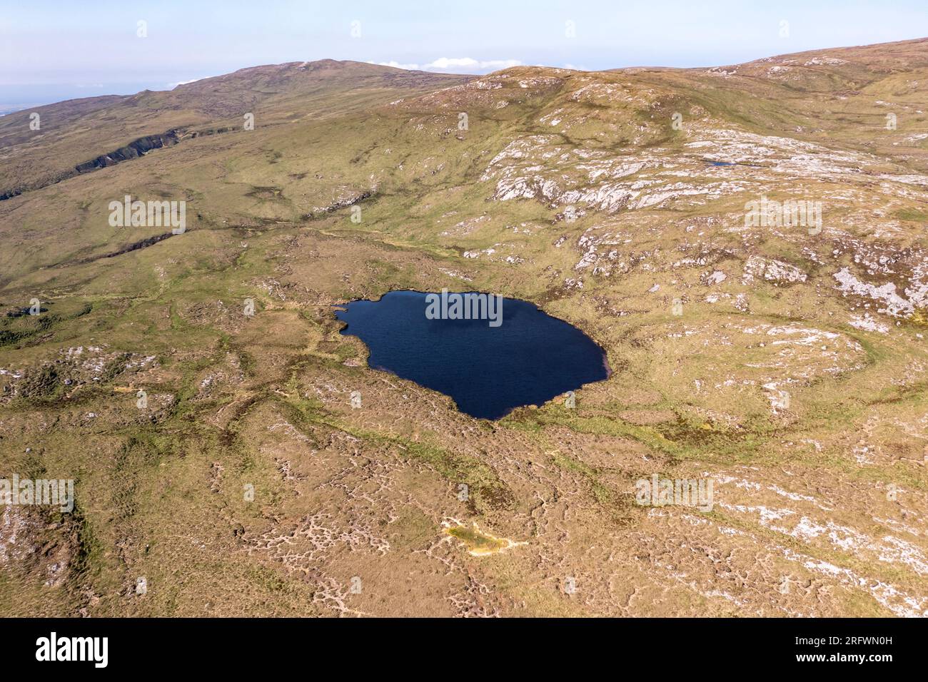 Aerial of the Lough above lough Keel by Crolly, County Donegal ...