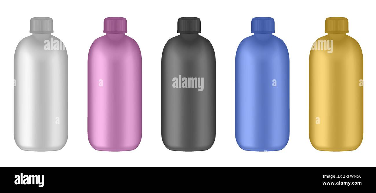 Set of pink, black, white, and gold bottles. Sports nutrition ...