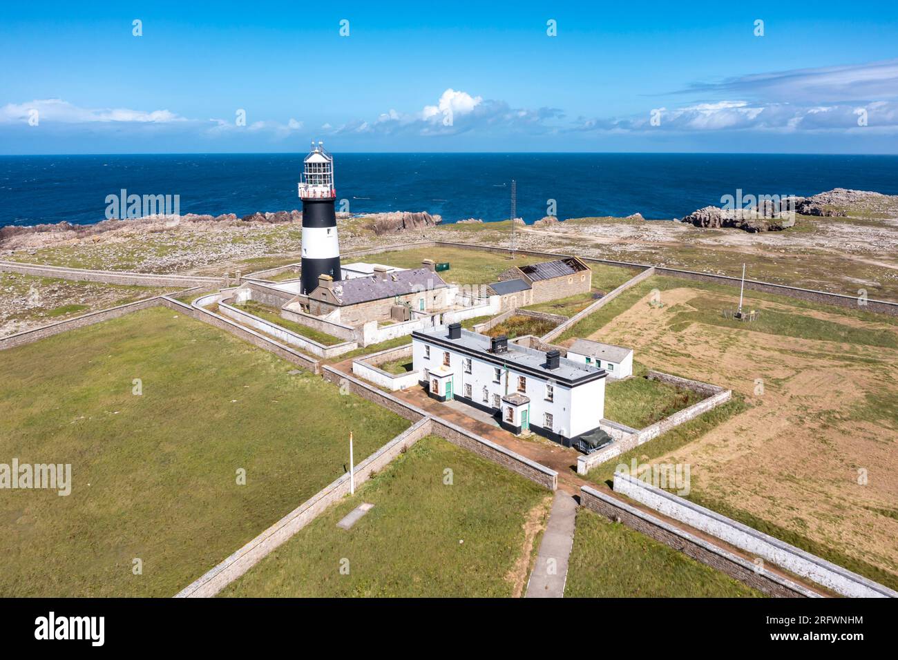 Aerial view of the Lighthouse on Tory Island, County Donegal, Republic ...