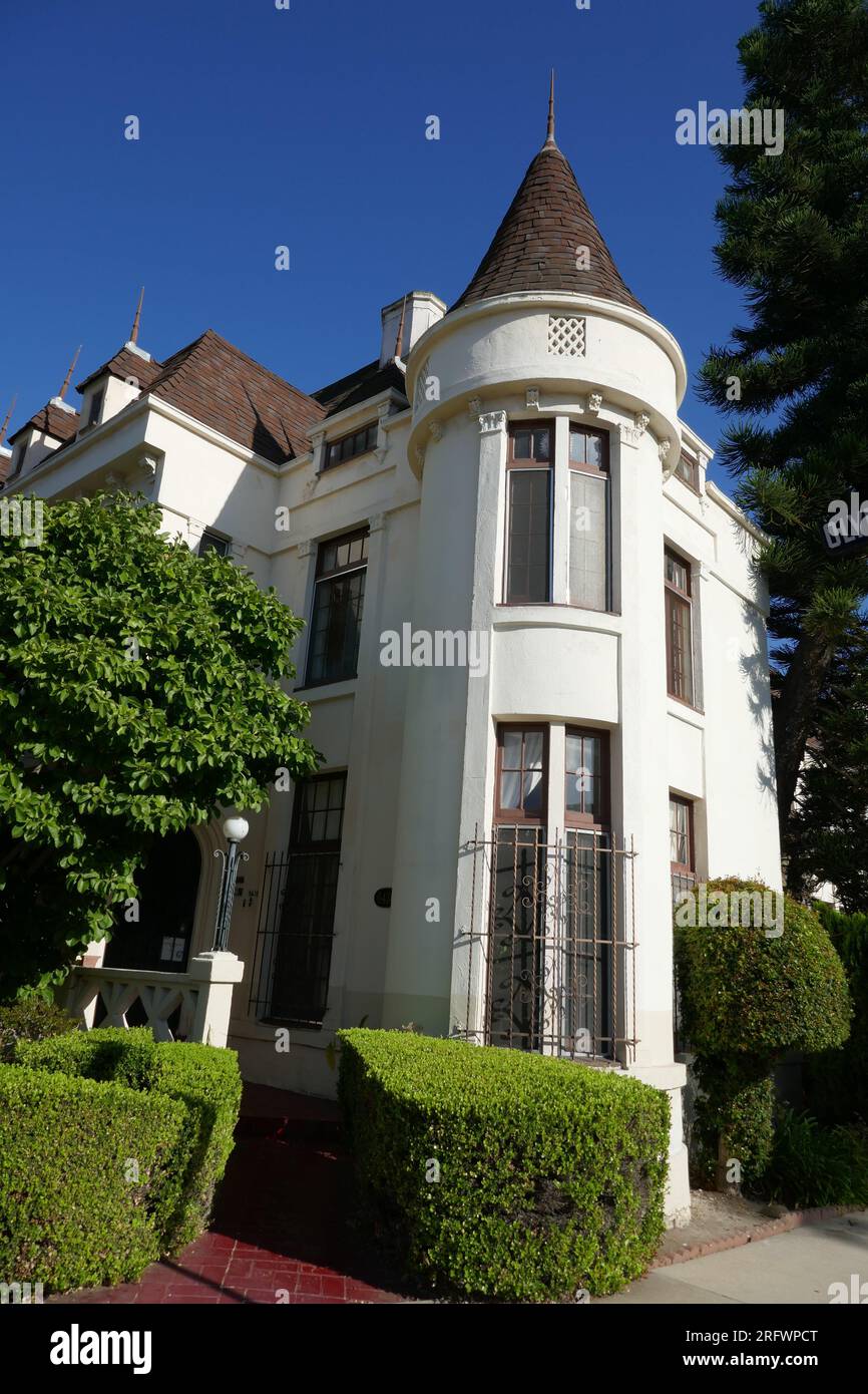 Los Angeles, California, USA 5th August 2023 Castle Home with Turrets ...