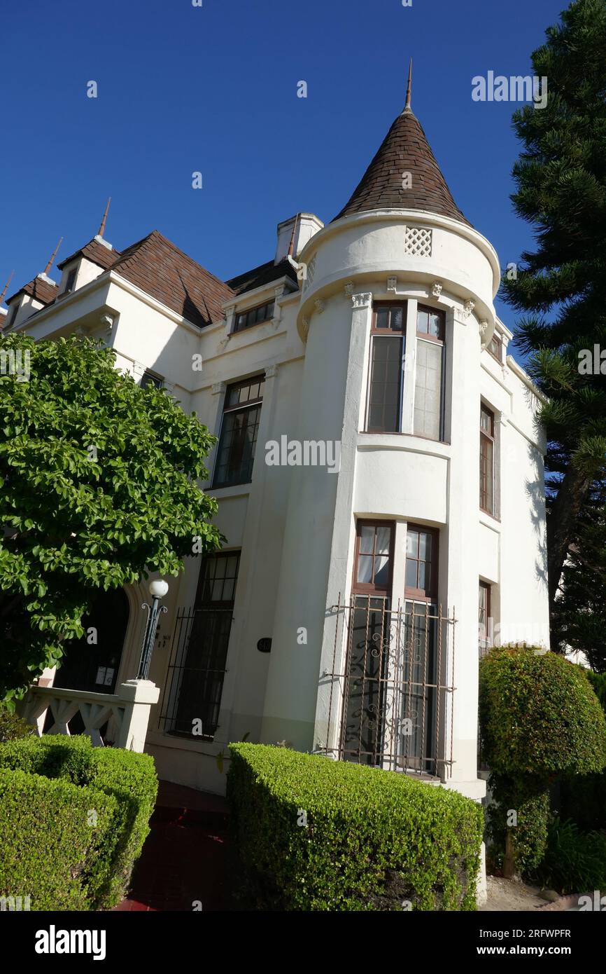 Los Angeles, California, USA 5th August 2023 Castle Home with Turrets ...