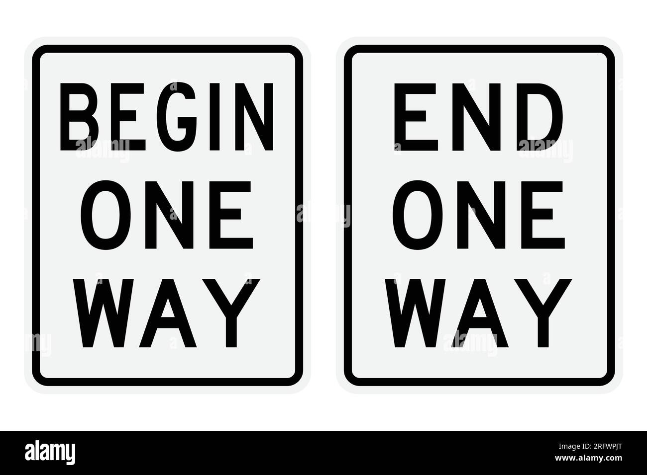Begin One Way Signs. End One Way Signs. Vector and Illustrations Stock ...
