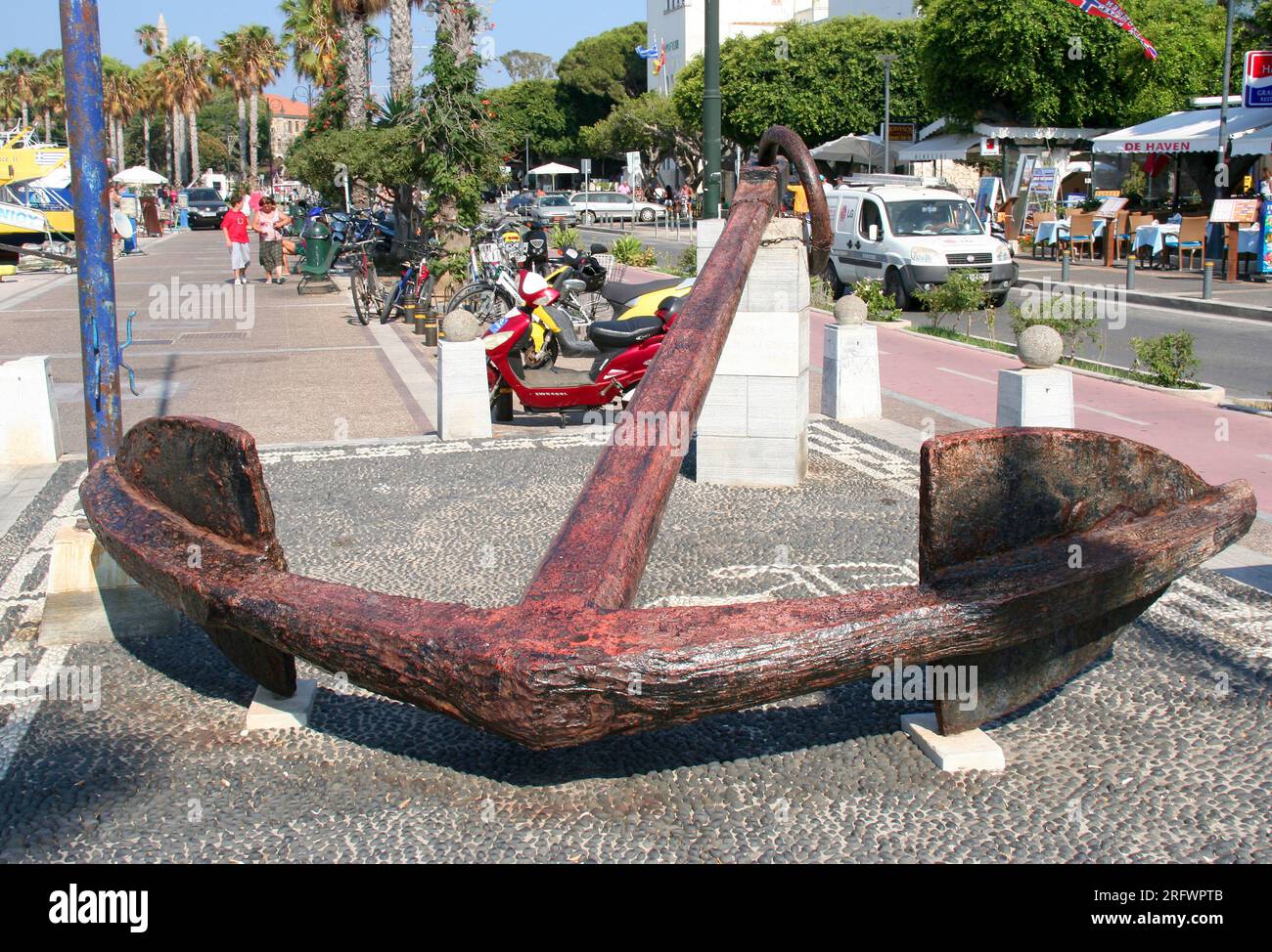 SAMOS,GREECE-JULY 19:Giant Ship Anchor on Display by the Harbor at Kos ...