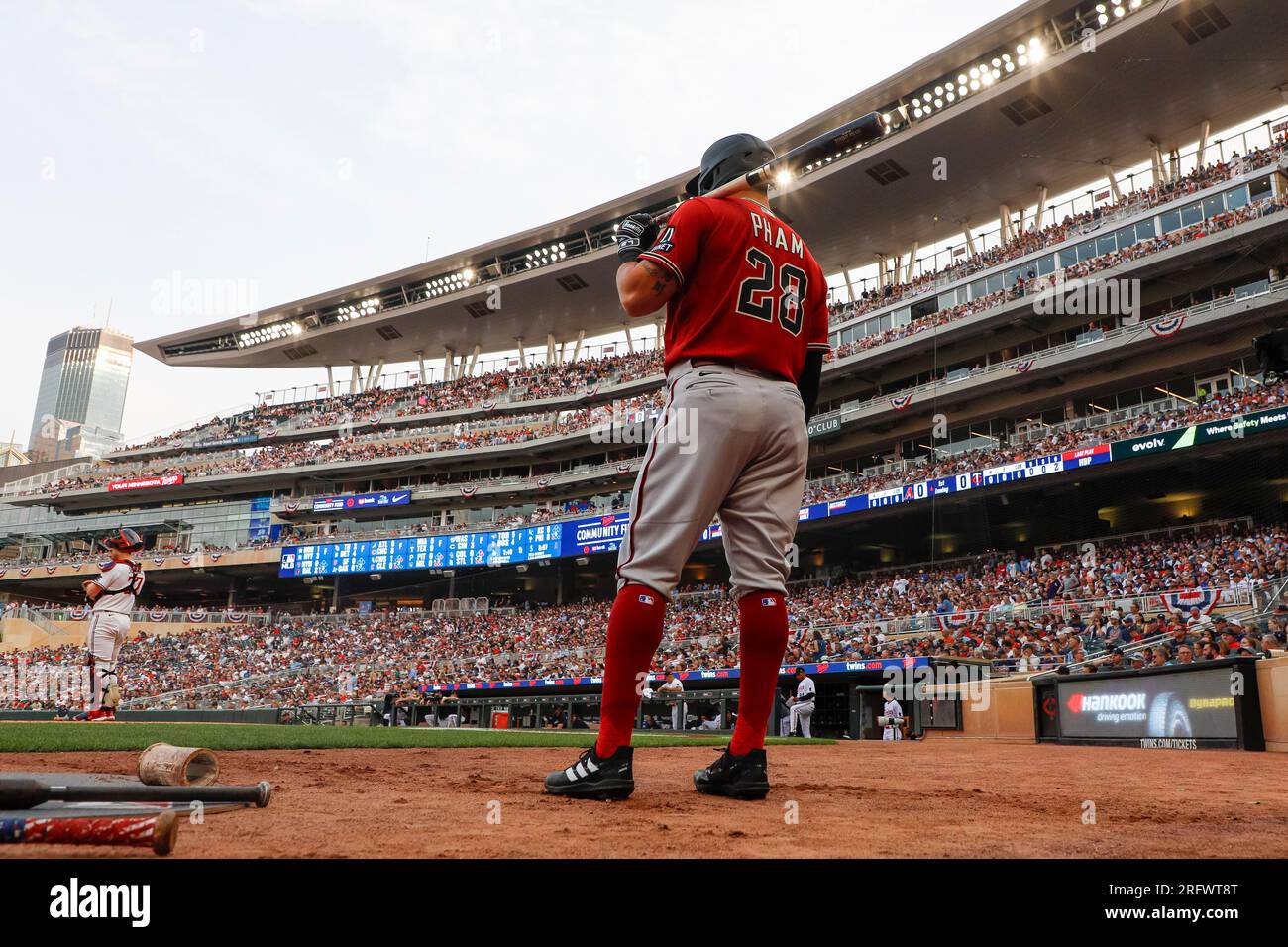 Arizona Diamondbacks left fielder Tommy Pham (28) waits in the on deck ...