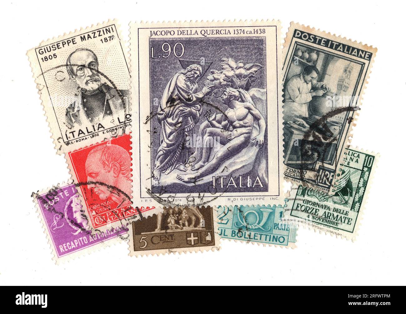Vintage postage stamps from Italy isolated on a white background Stock ...
