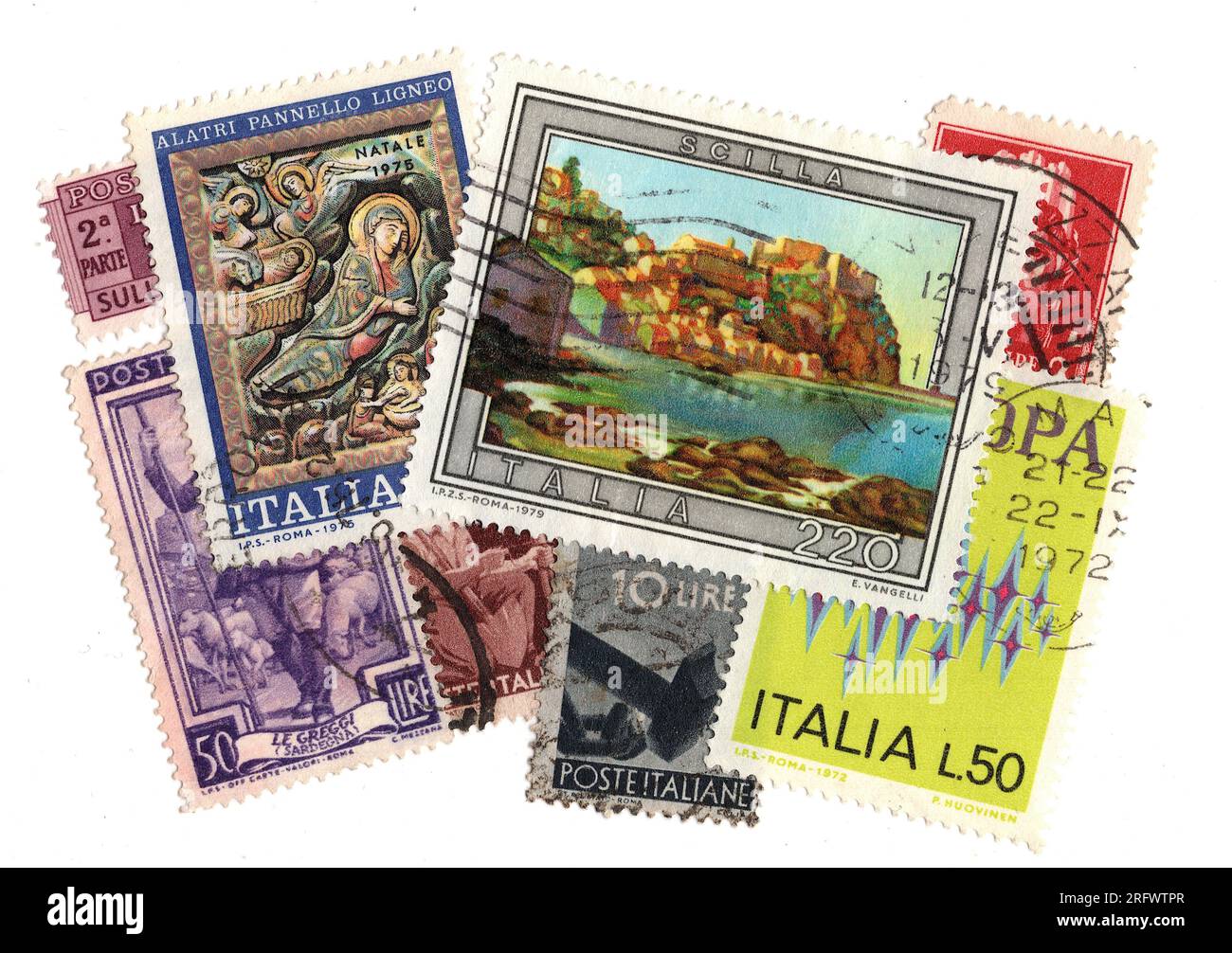 Vintage postage stamps from Italy isolated on a white background Stock ...