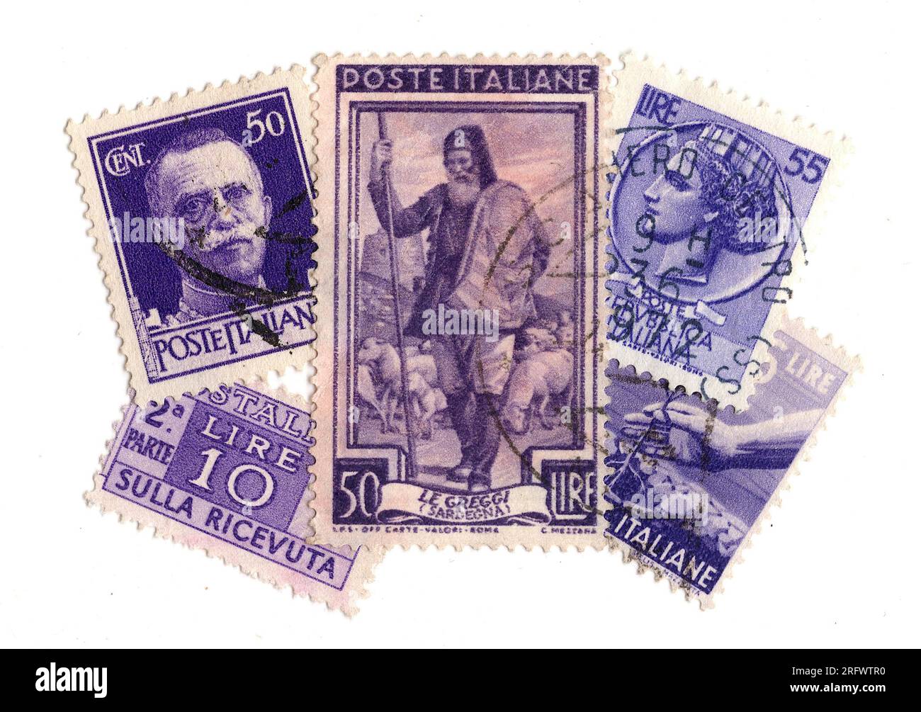 Vintage postage stamps from Italy isolated on a white background Stock ...