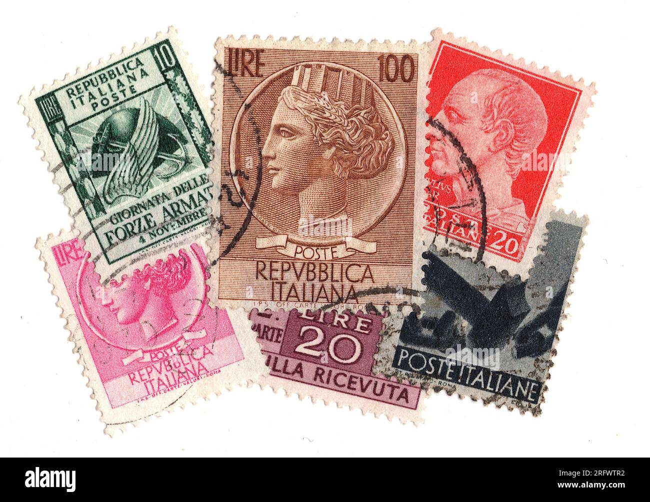 Vintage postage stamps from Italy isolated on a white background Stock ...
