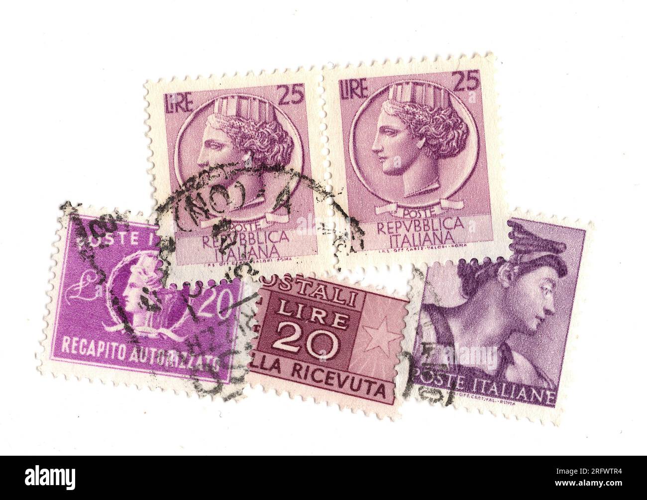 Vintage postage stamps from Italy isolated on a white background Stock ...