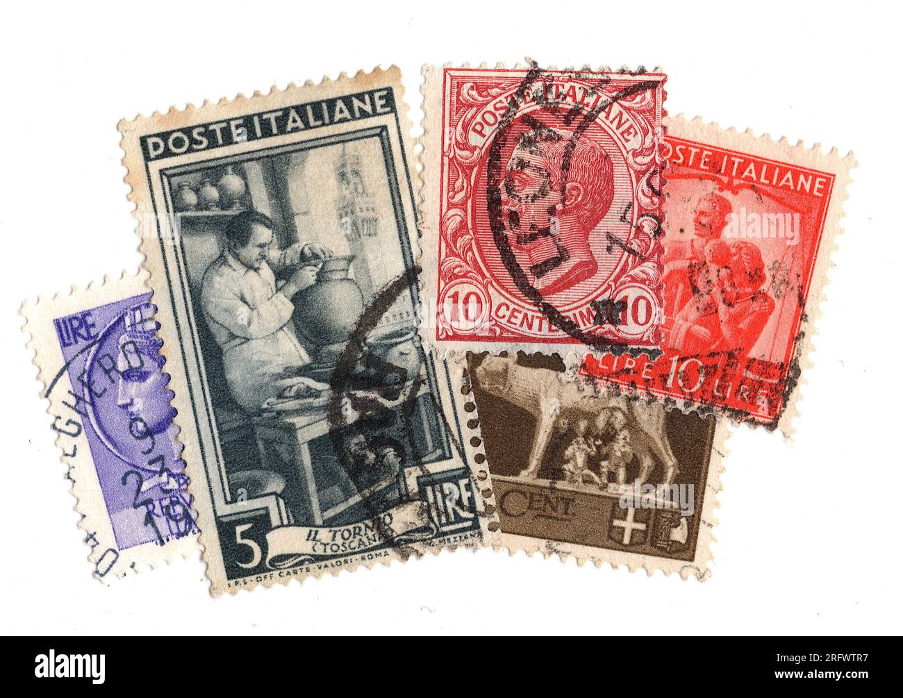 Vintage postage stamps from Italy isolated on a white background Stock ...