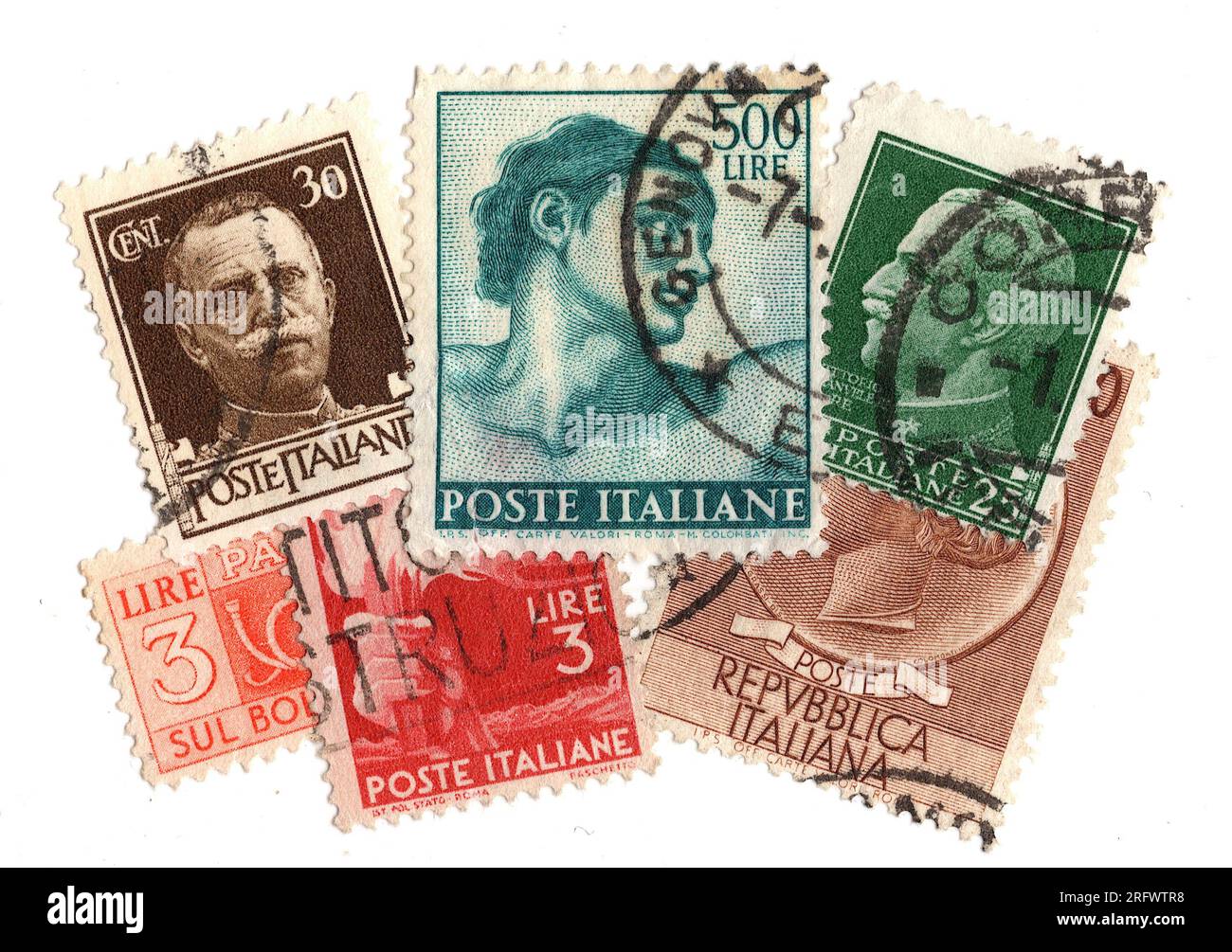 Vintage postage stamps from Italy isolated on a white background Stock ...
