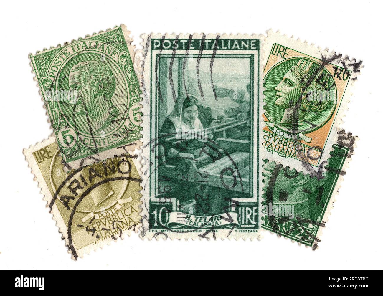 Vintage postage stamps from Italy isolated on a white background Stock ...