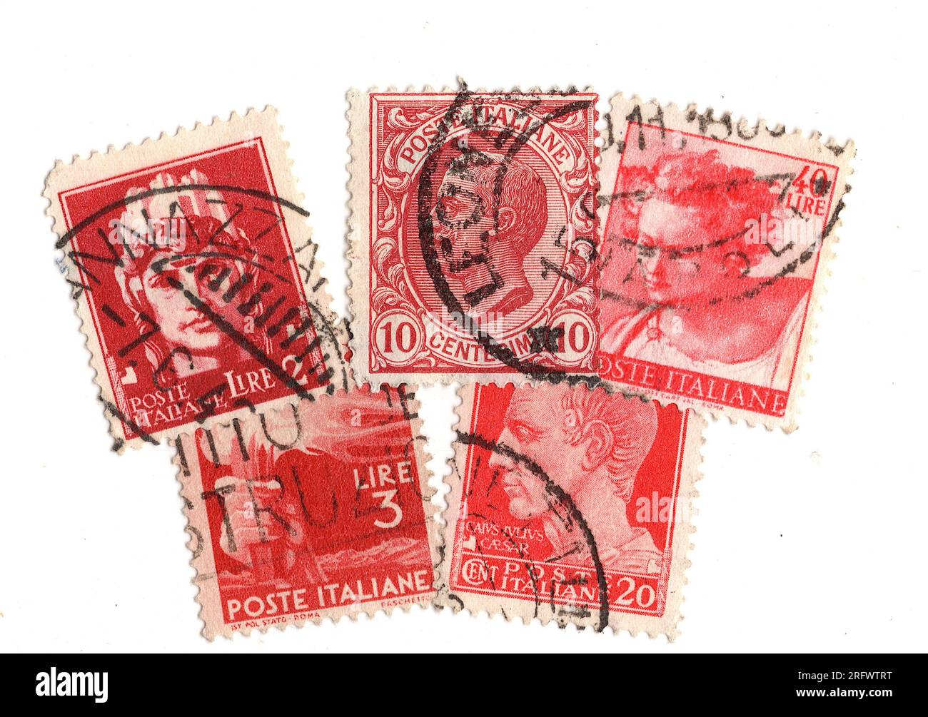 Vintage postage stamps from Italy isolated on a white background Stock ...